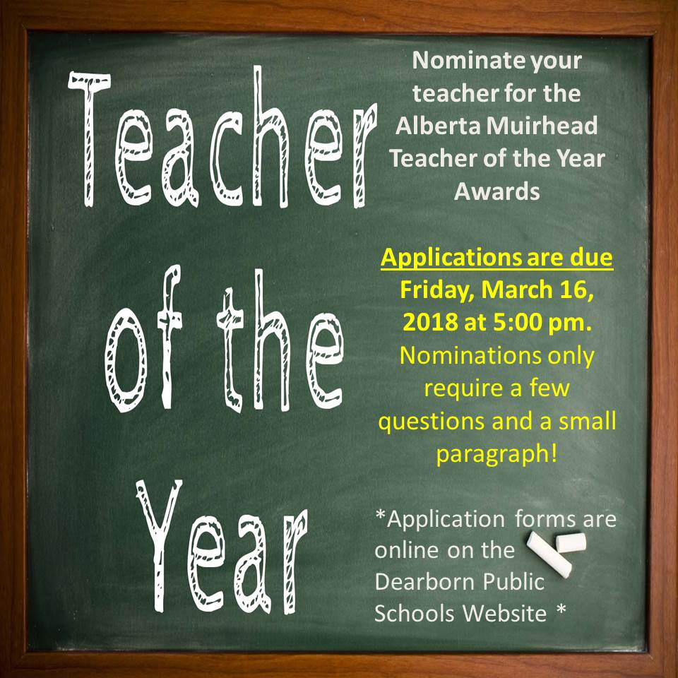 Teacher of the Year Nomination Information! – Snow Elementary School